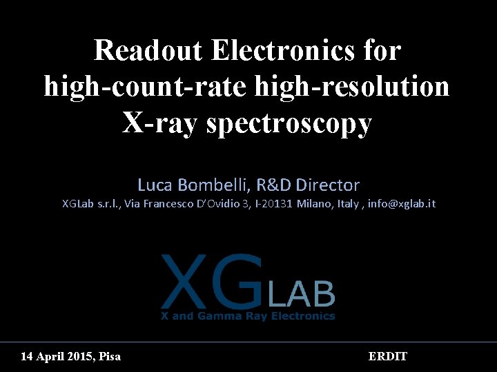 Readout Electronics for highcountrate highresolution Xray spectroscopy Luca
