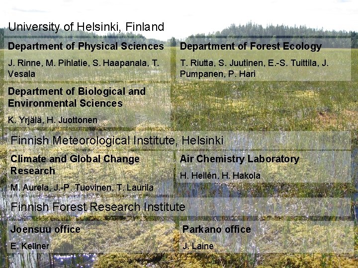 Measurements of gas exchange at Siikaneva boreal fen