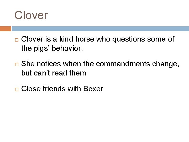 ANIMAL FARM Test Review Characters For each character