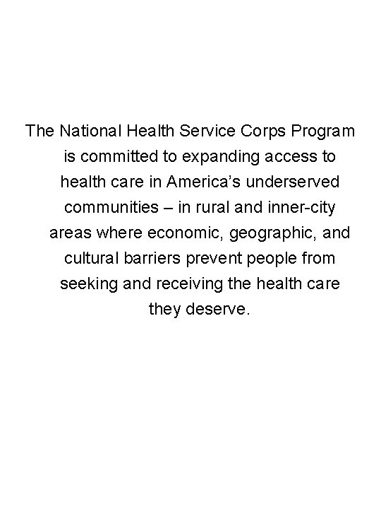 National Health Service Corps Scholarship and Loan Repayment