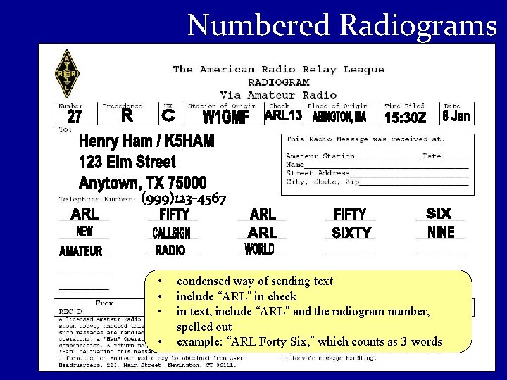 Radiograms and Traffic Handling LEE COUNTY FLORIDA A