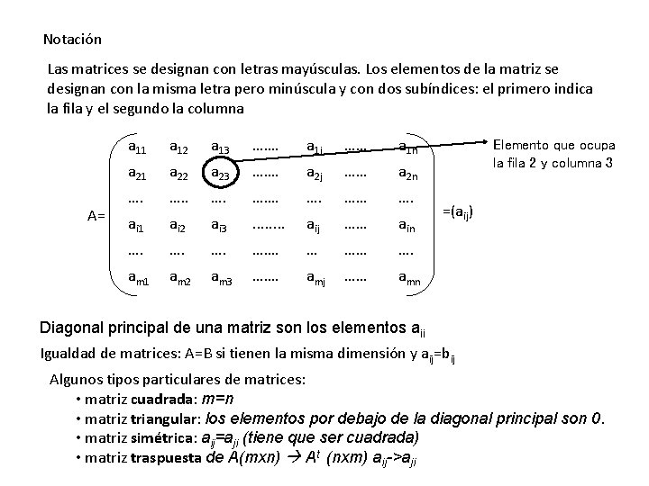 Matrices DEFINICIONES BSICAS Una matriz es un cuadro