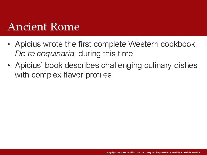 3 Culinary History Objective Explain why it is