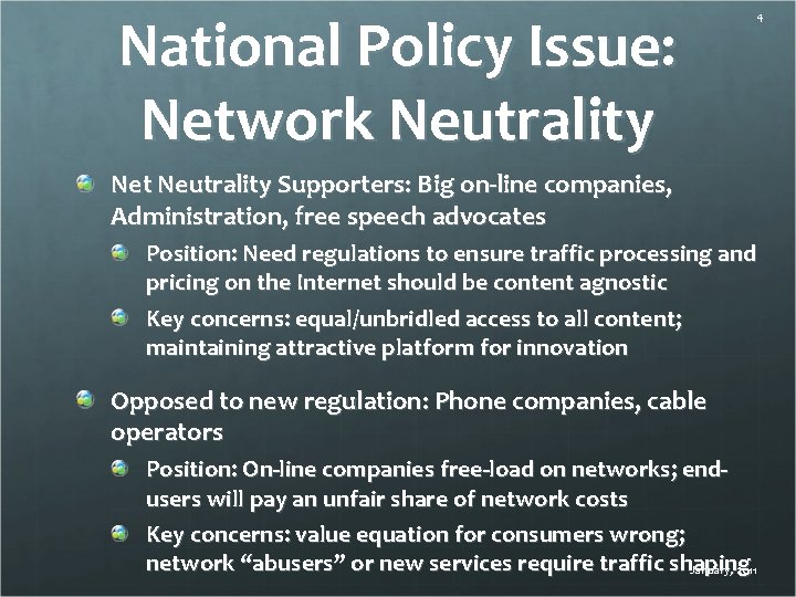 Network Neutrality A quick primer Network Neutrality is