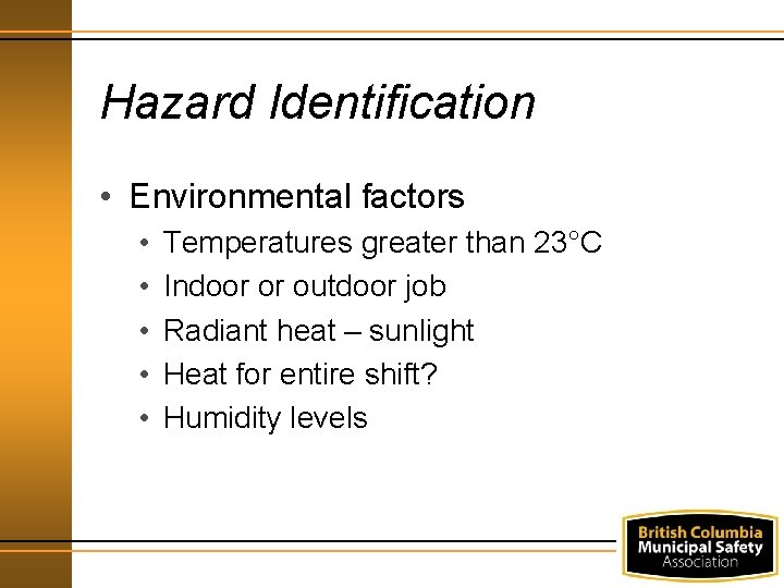 Heat Stress Agenda Definitions Regulation Responsibilities Hazard ...