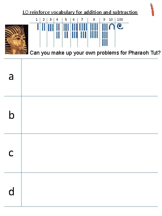 LO reinforce vocabulary for addition and subtraction 1