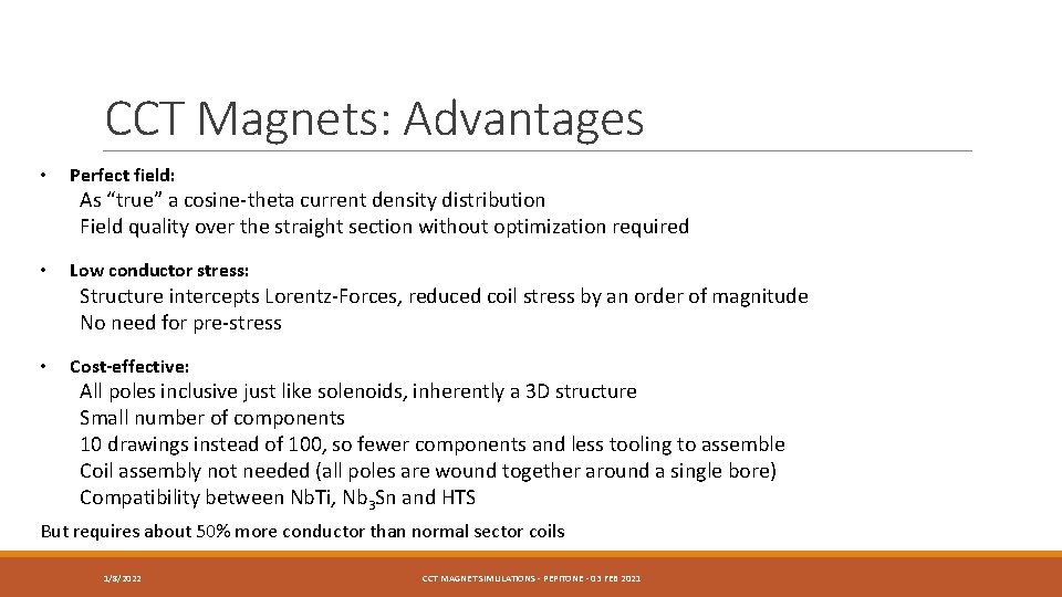 CCT Superconducting Magnets 182022 CCT MAGNET SIMULATIONS PEPITONE