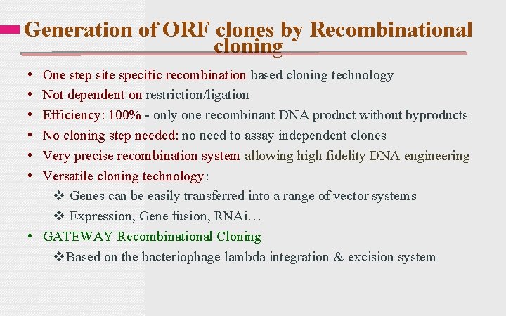 Generation of Gateway clone library of virulence associated