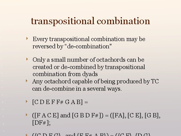 Review TC and CSEG 1 transpositional combination A