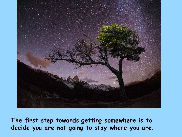The first step towards getting somewhere is to
