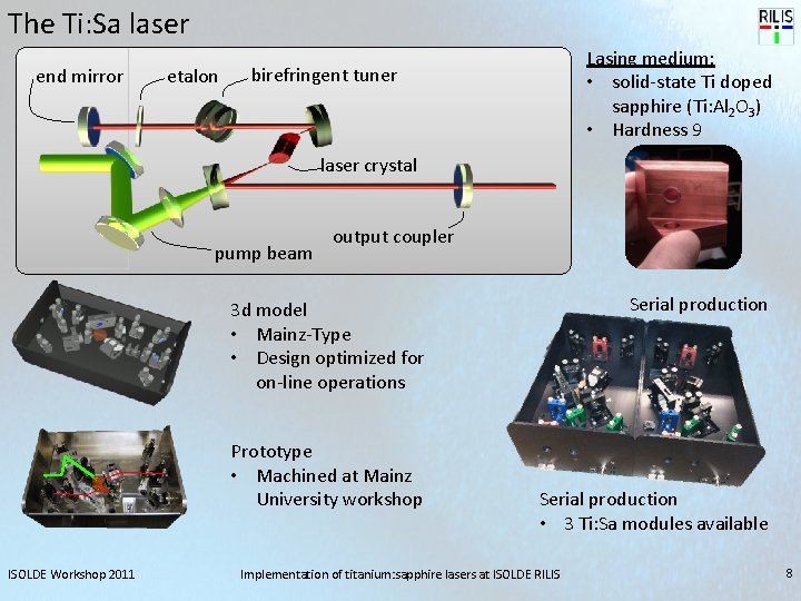 Implementation of titanium sapphire lasers at ISOLDE RILIS