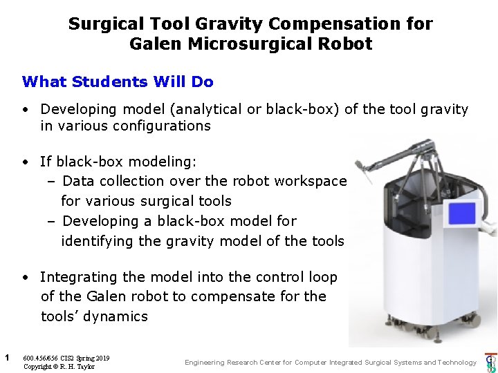 Surgical Tool Gravity Compensation for Galen Microsurgical Robot