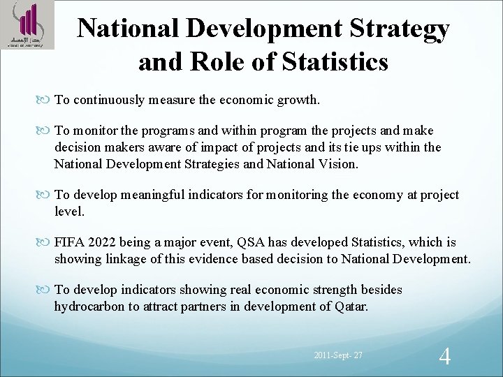 Monitoring Economic Development of Qatar Presentation By Hamad