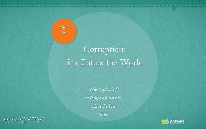 Lesson 19 Corruption Sin Enters the World Scripture