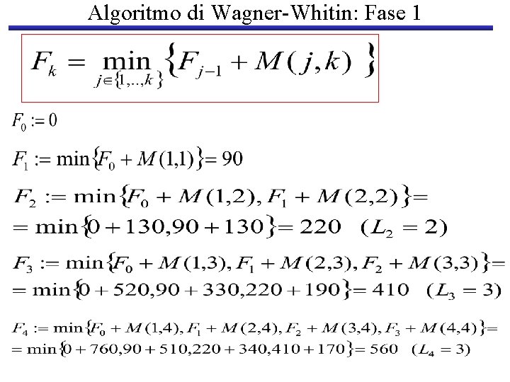 Modelli e Algoritmi della Logistica Lezione 20 Esempio