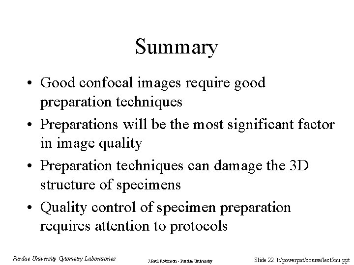 Lecture 5 Preparation Techniques for Confocal Microscopy BMS