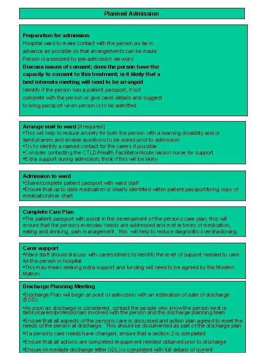 Pathway of care for people with learning disabilities