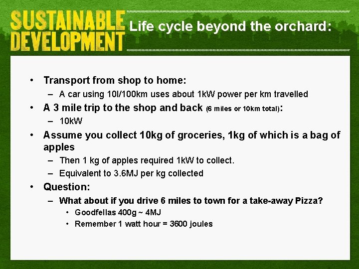 Energy inputs in production agriculture Life cycle analysis