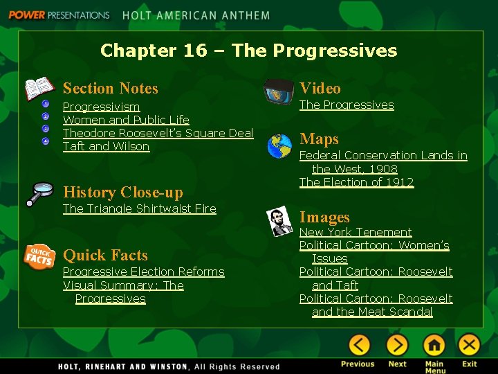 Chapter 16 The Progressives Section Notes Video Progressivism