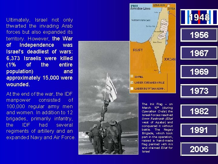 1948 1956 1967 1969 WARS THROUGHOUT ISRAELS 1973