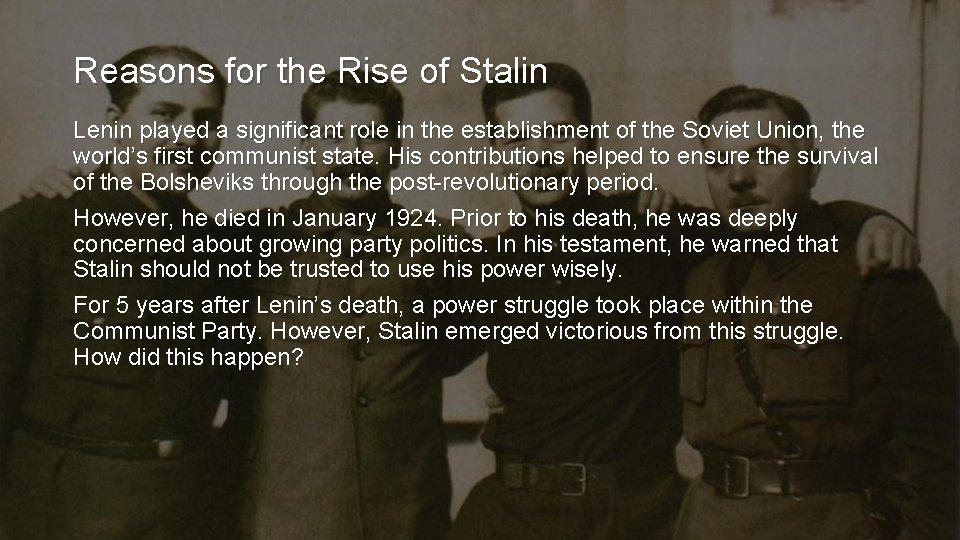 Unit 2 Stalins Soviet Union 2 1 How