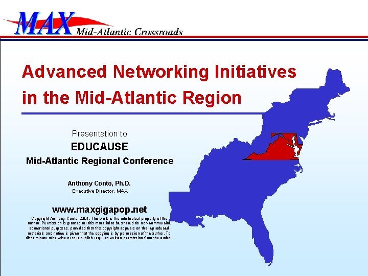 Advanced Networking Initiatives in the MidAtlantic Region Presentation