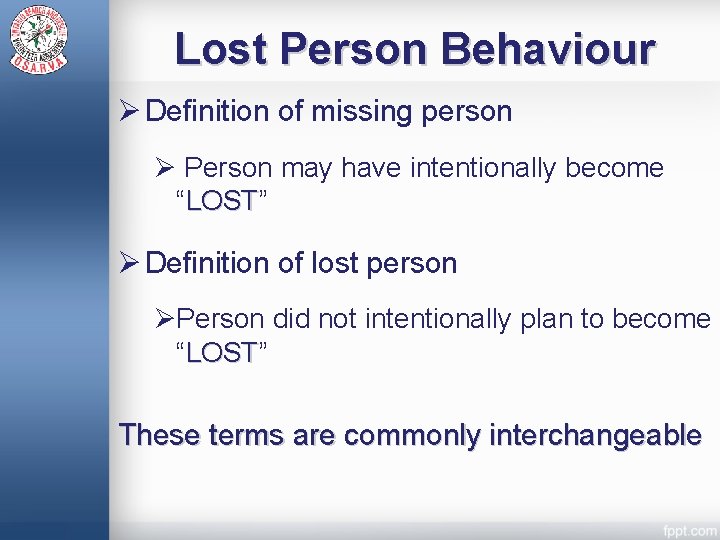 Team Leader Training Lost Person Behaviour Ontario Search