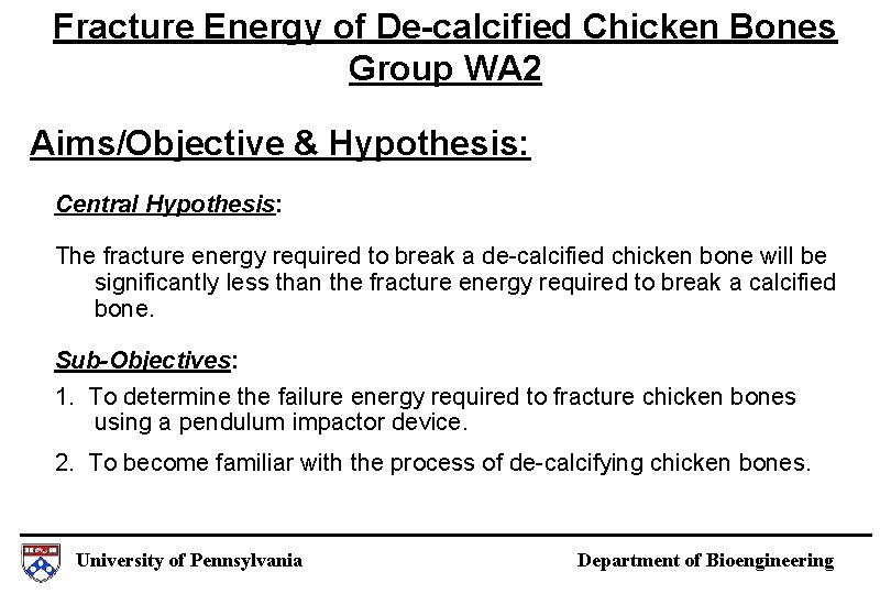 Fracture Energy of Decalcified Chicken Bones Group WA