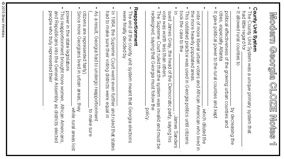 Modern Georgia CLOZE Notes 1 County Unit System