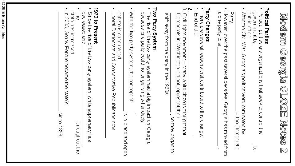 Modern Georgia CLOZE Notes 1 County Unit System