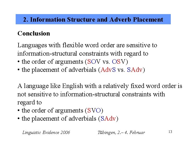 Adverb Position and Information Structure in Processing English