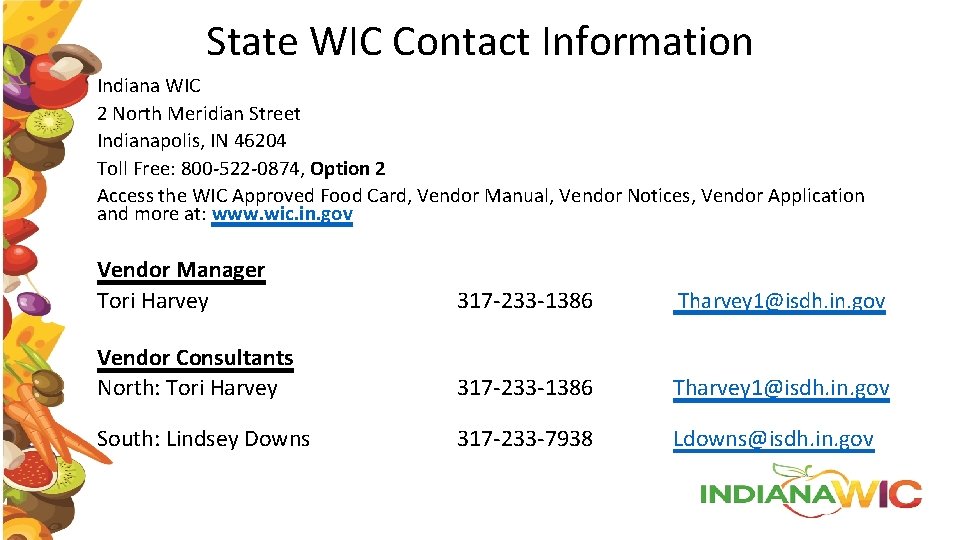 Vendor Training September 2019 Table of Contents State
