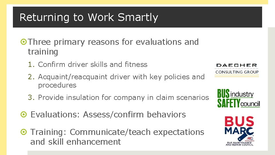 Getting Back to Work Driver Evaluation Training Resources