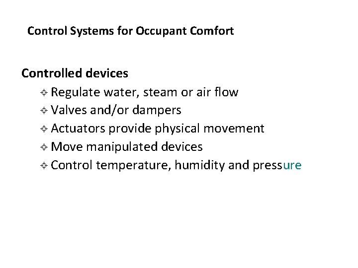 Introduction to Energy Management WeekLesson 11 Control Systems
