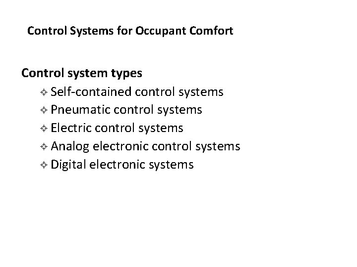 Introduction to Energy Management WeekLesson 11 Control Systems