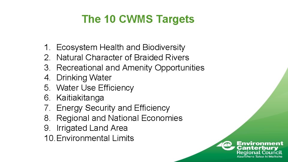 Canterburys Water Management Strategy Combining Policy Science Community