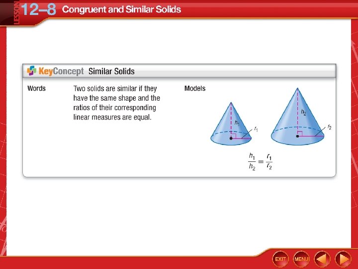LESSON 12 8 Congruent and Similar Solids FiveMinute