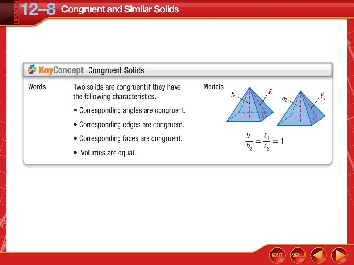 LESSON 12 8 Congruent and Similar Solids FiveMinute