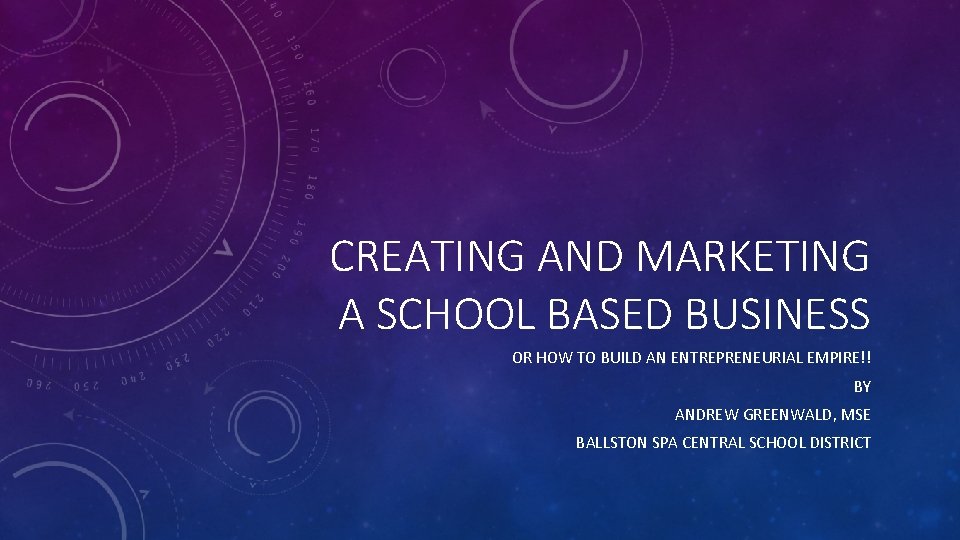 CREATING AND MARKETING A SCHOOL BASED BUSINESS OR