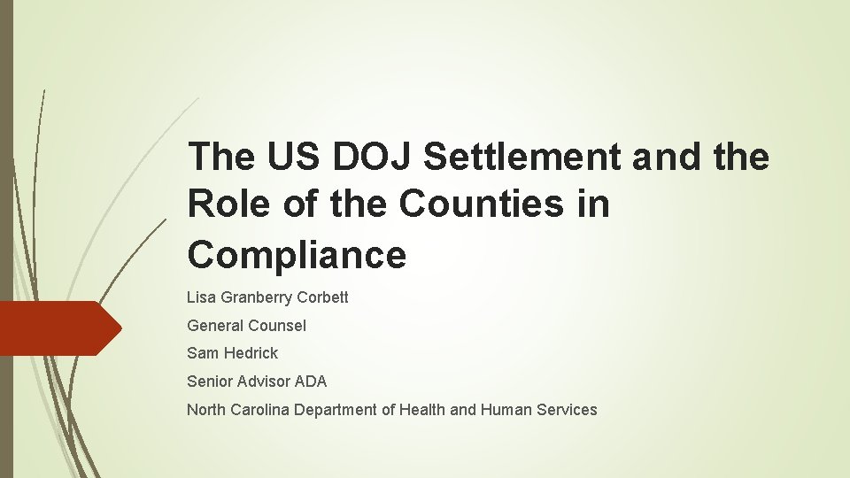 The US DOJ Settlement and the Role of