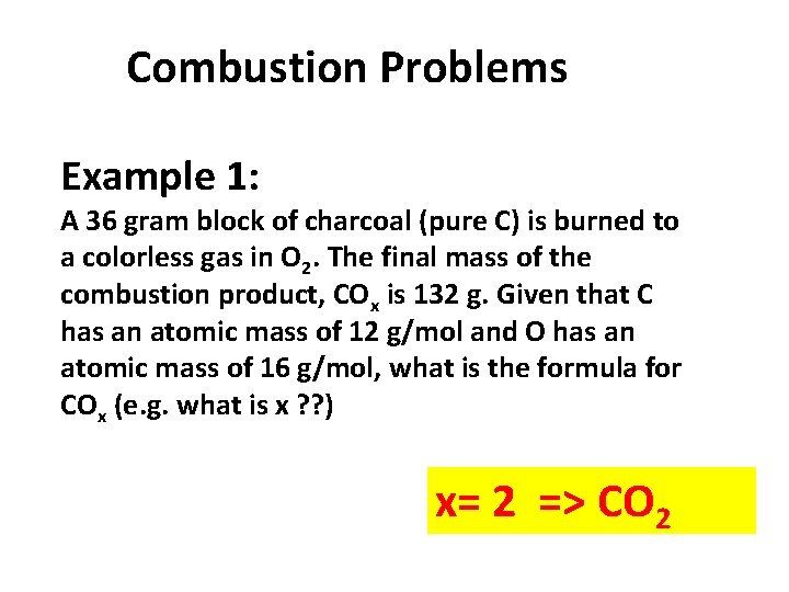 Problem 2 formula determination with a few more