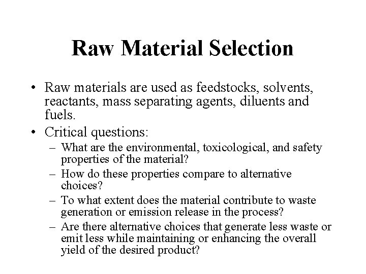 Chapter 9 Unit Operations and Pollution Prevention Important