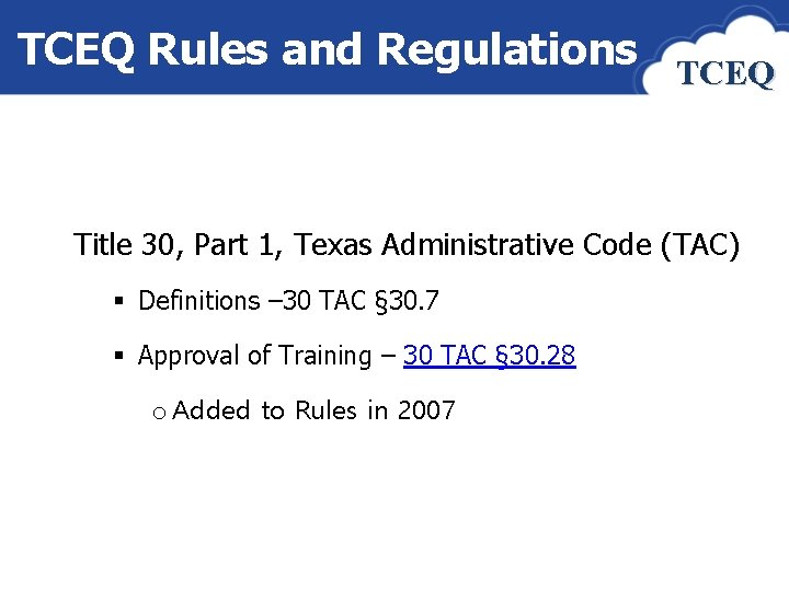 TCEQ Occupational Licensing Approved Training Provider Responsibilities and