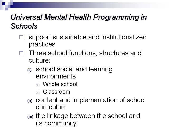 The Inter SSCT Model Systemic CrossCultural SchoolBased Mental