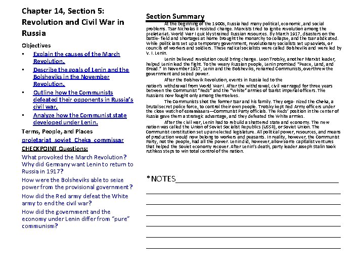 Chapter 14 Section 5 Revolution and Civil War