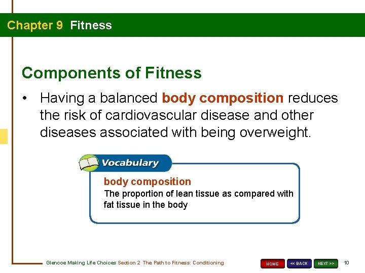 Chapter 9 Fitness Content Vocabulary conditioning exercise physiology