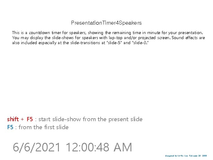 Presentation Timer 4 Speakers This is a countdown