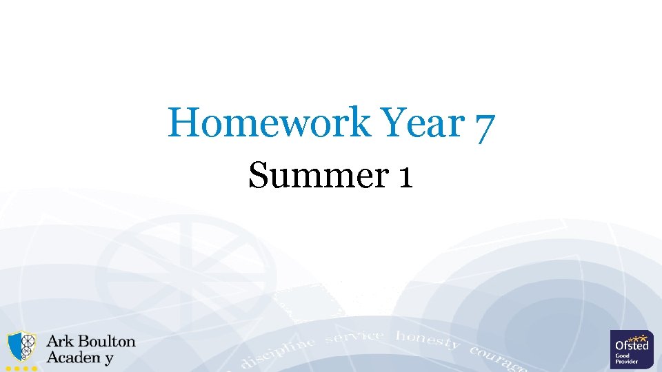 Homework Year 7 Summer 1 Week 1 William