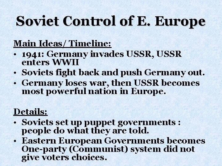 Soviet Union and Cold War What was The