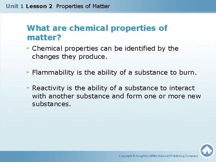Unit 1 Lesson 2 Properties of Matter Copyright